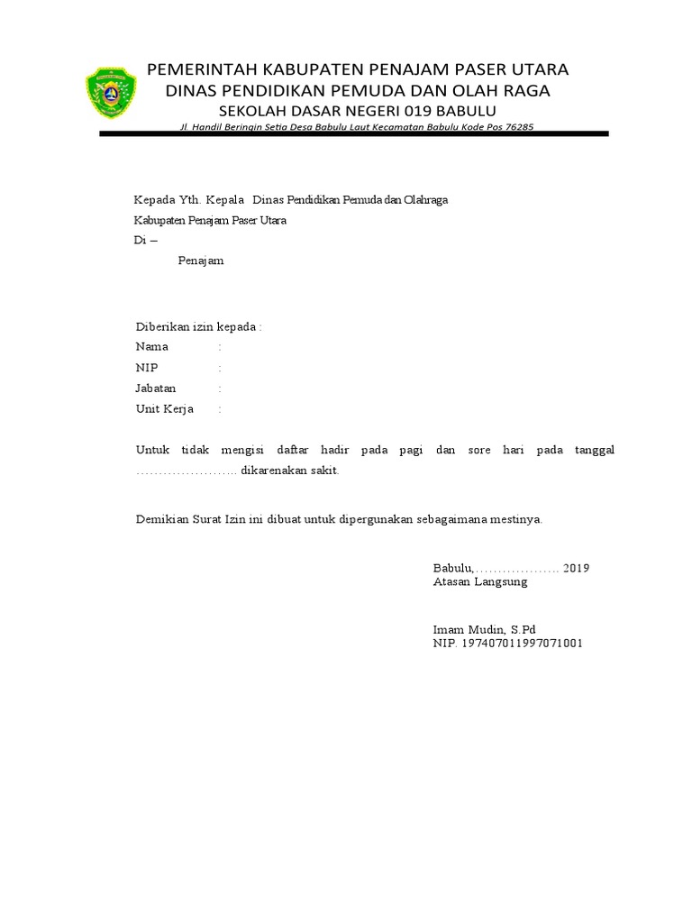 Format Surat Ijin Sakit | PDF