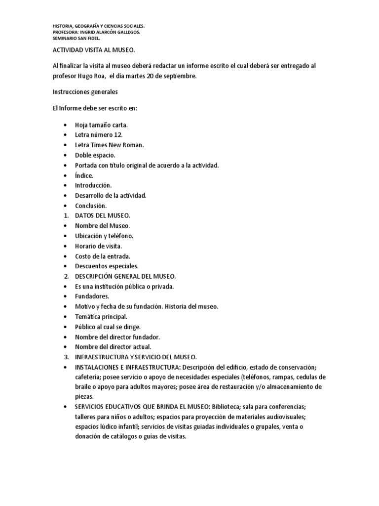 Actividad Visita Al Museo | PDF | Museo | Diseño
