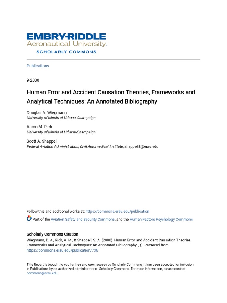 Human Error and Accident Causation Theories Frameworks and Analy PDF | Download Free PDF ...