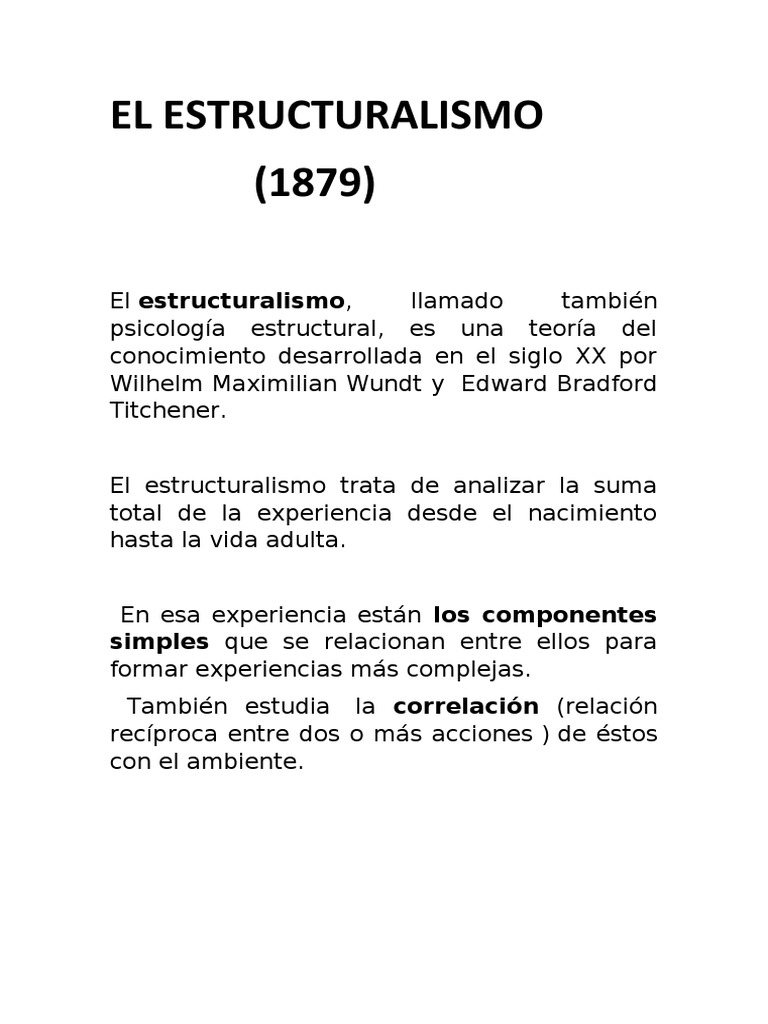 El Estructuralismo - Psicologia PDF | PDF | Sicología | Mente