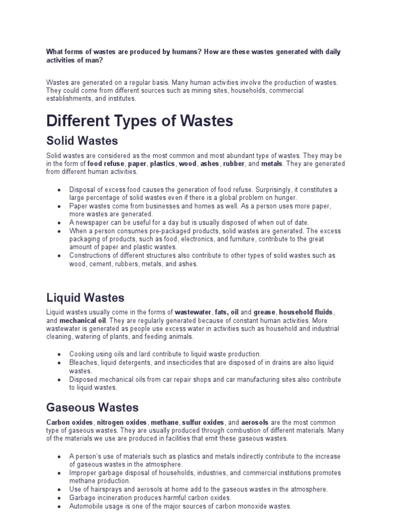 Different Types of Waste | PDF | Eutrophication | Waste