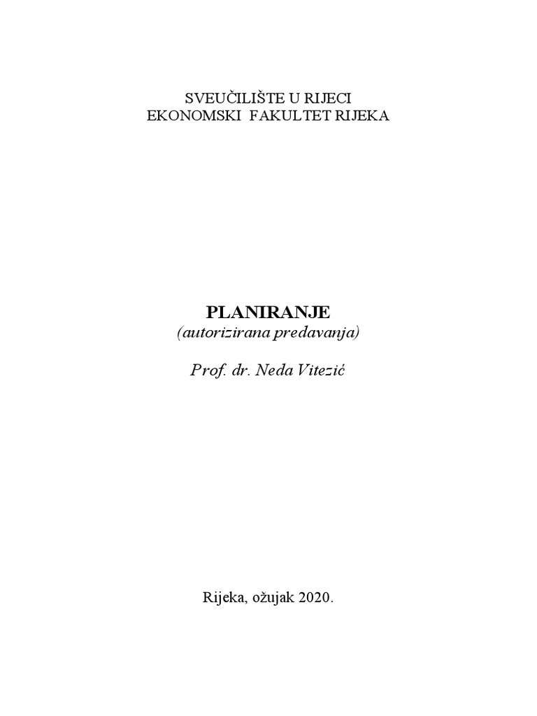 Planiranje - Skripta 2019-20 PDF | PDF