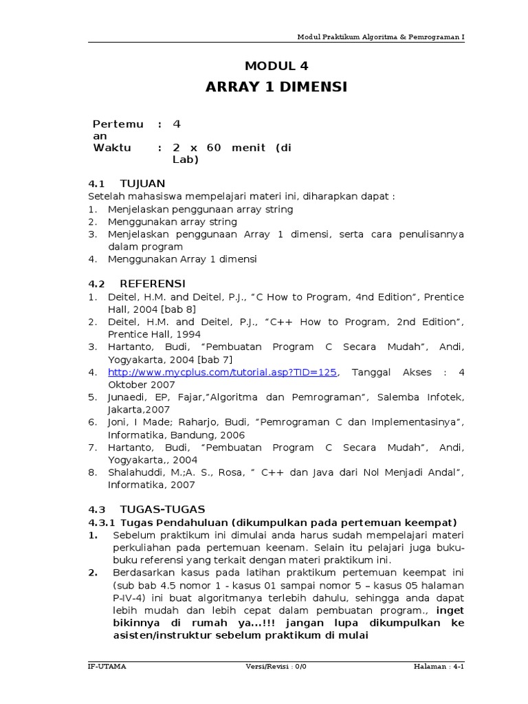 Modul 4 Array 1 Dimensi | PDF