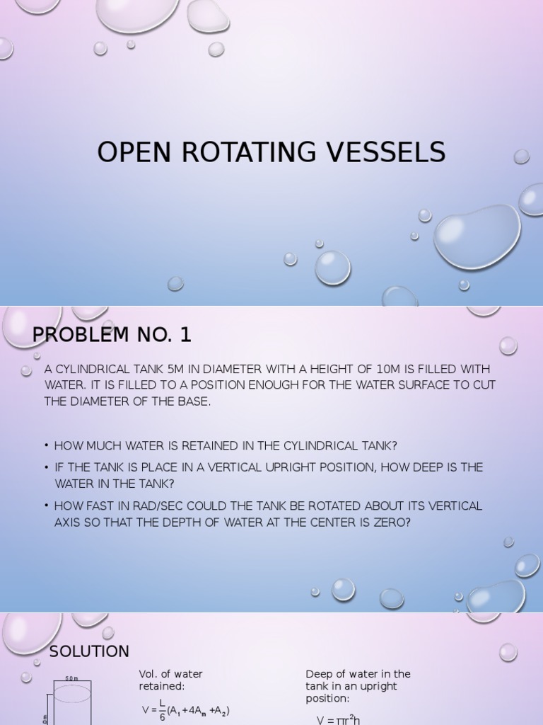 Open Rotating Vessel Problems | PDF | Speed | Rotation Around A Fixed Axis
