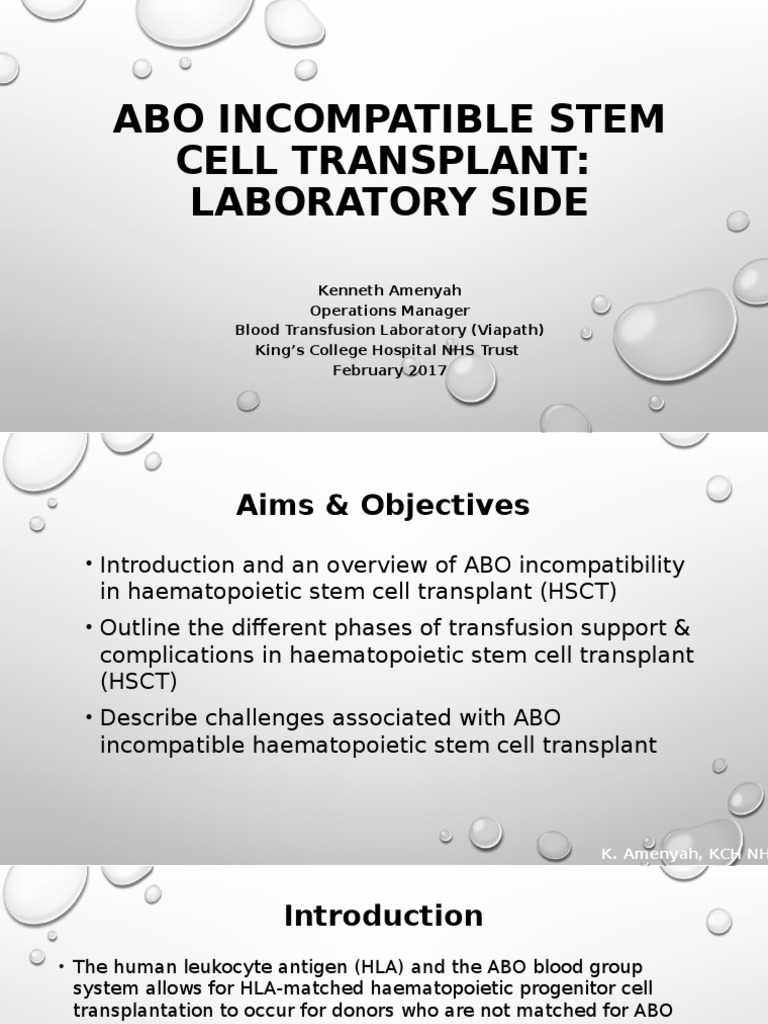 Abo Incompatible Stem Cell Transplant - Laboratory Side B | PDF ...