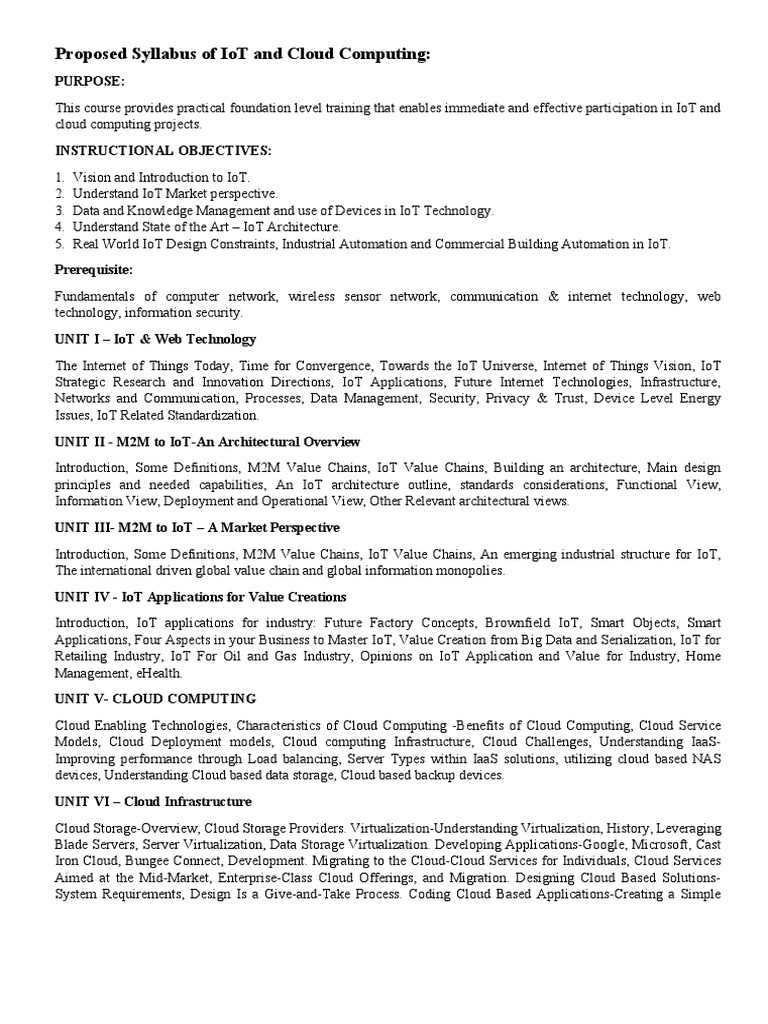 Proposed Syllabus of IoT and Cloud Computing | PDF | Internet Of Things ...