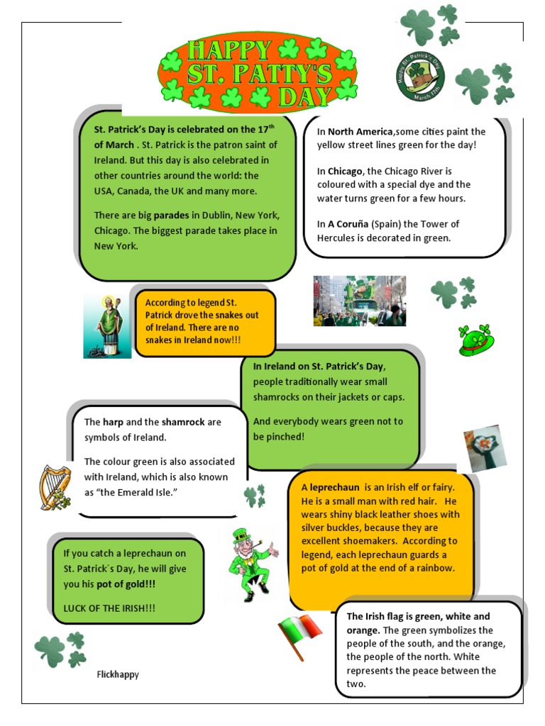 Task 2 - St. Patrick S Day Reading Comprehension | PDF | Leprechaun ...