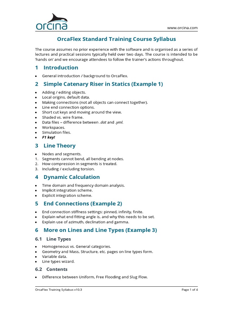 OrcaFlex Training Course Overview | PDF | Friction | Physics