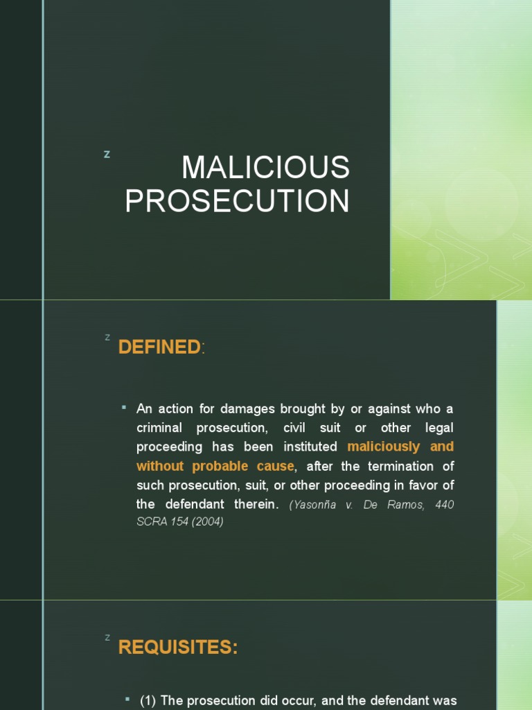 Understanding Malicious Prosecution Law | PDF | Prosecutor | Malicious ...