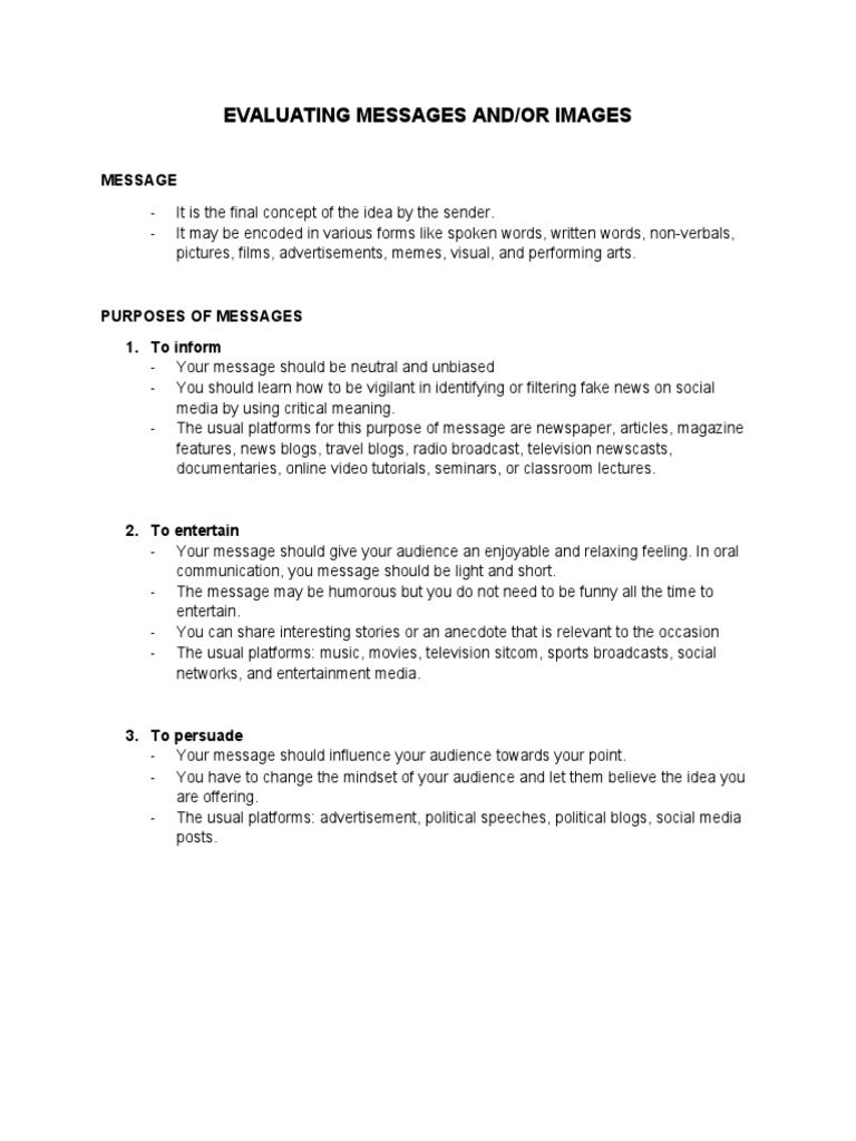 Evaluating Messages and Images | PDF