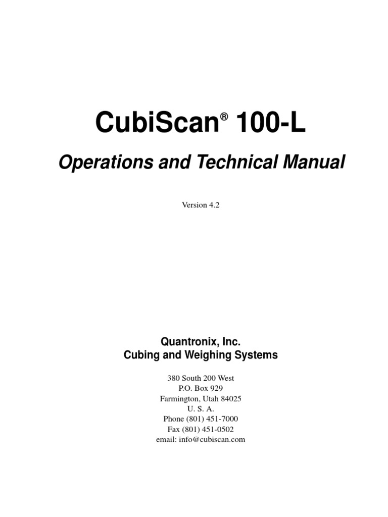Cubiscan 100 Manual | PDF | Computer Network | Screw