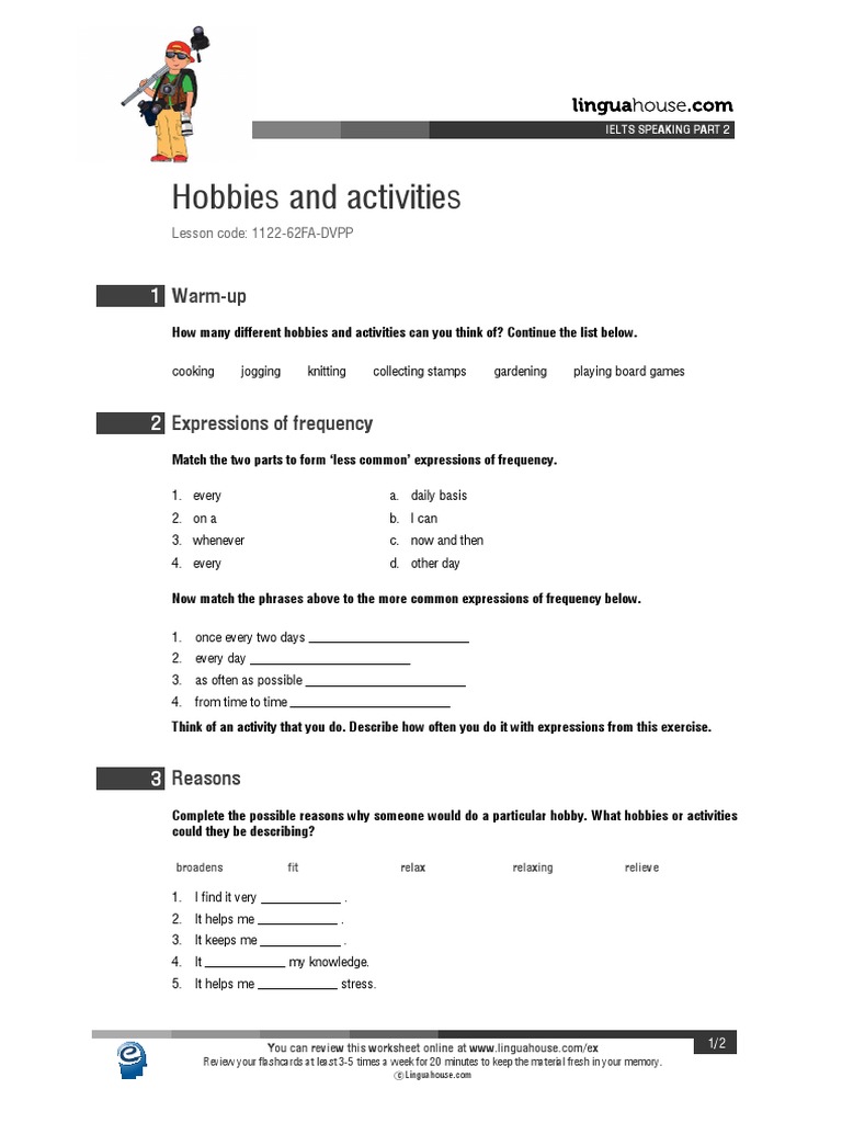 Hobbies and Activities Ielts Speaking Part 2 | PDF | Hobbies ...
