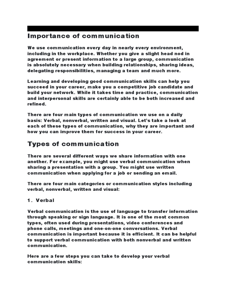 Importance of Communication | PDF | Body Language | Nonverbal Communication