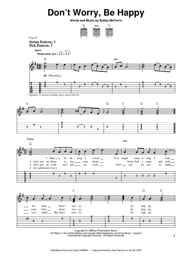 Dont Worry Be Happy PDF | PDF | Vocal Music | Musical Compositions