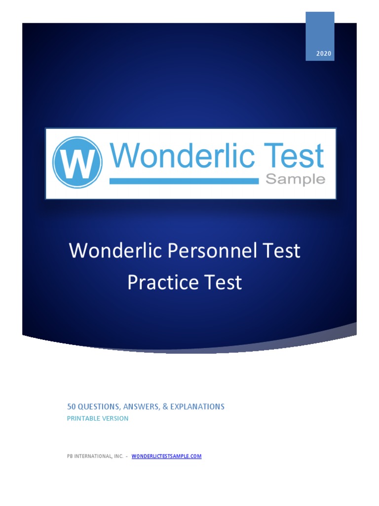 Wonderlic Personnel Test 2020 50Q Answers and Explanations v1.2 PDF ...