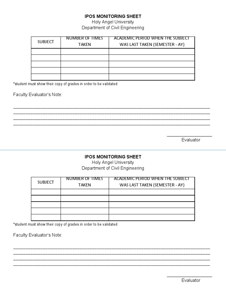 Ipos Monitoring Sheet | PDF