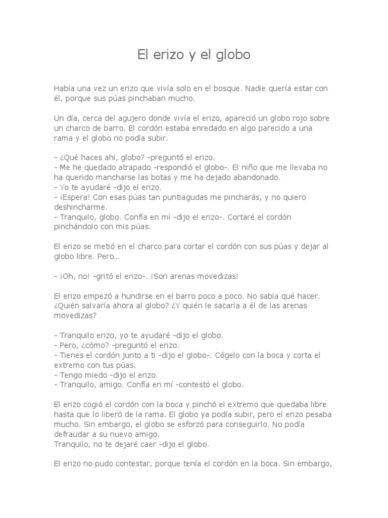 El Erizo y El Globo | PDF
