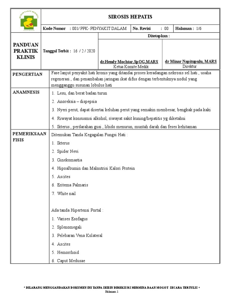 Panduan Praktik Klinis Sirosis Hepatis | PDF