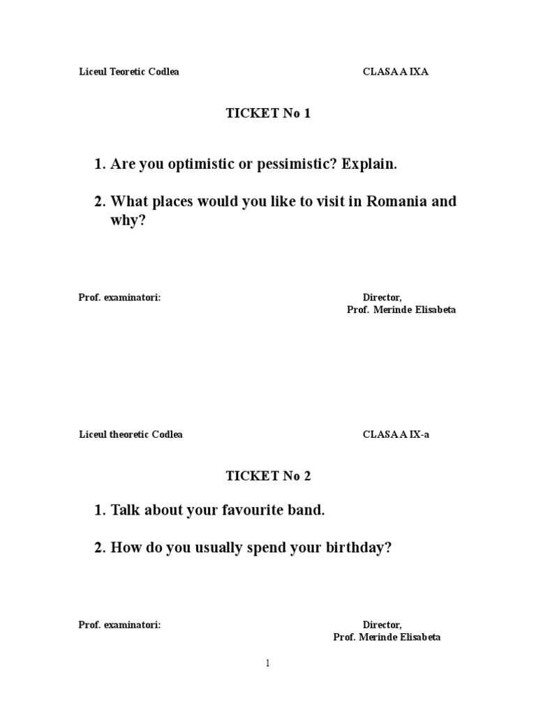 Subiecte Orale engleza-CORIGENTE A IXa | PDF | Art