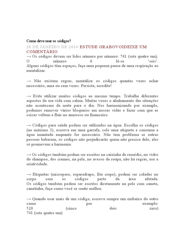 Como Usar Os Códigos | PDF | Física | Tempo