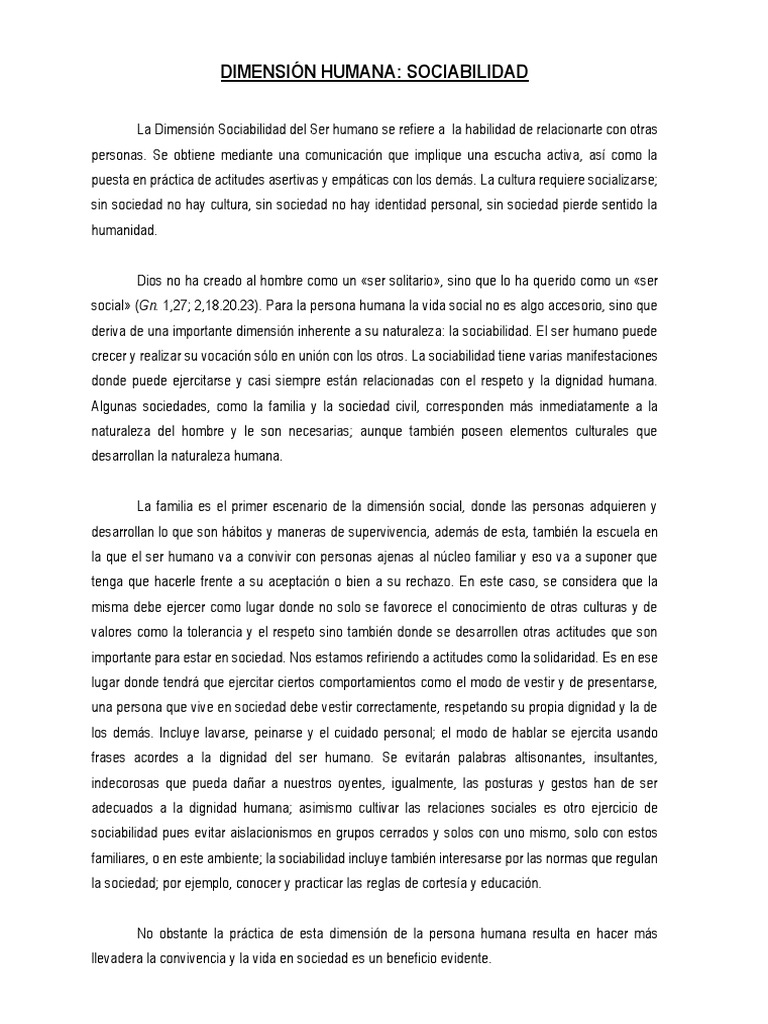 La importancia de la sociabilidad como dimensión inherente a la ...