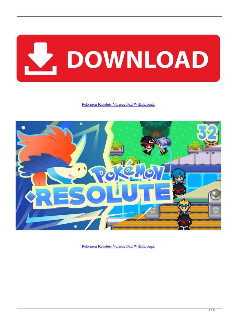 Pokemon Resolute Version Walkthrough | PDF | Pokémon | Video Games