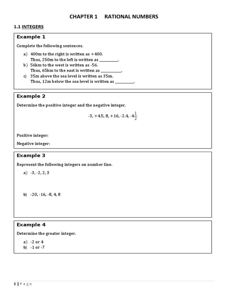 KSSM Maths Form 1 Chapter 1 | PDF | Integer | Numbers