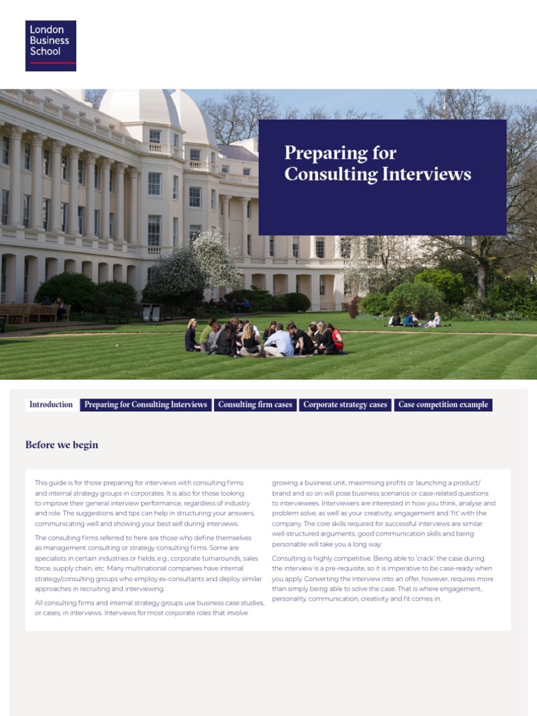 LBS Career Centre Casebook - Final PDF | PDF | Consultant | Strategic Management