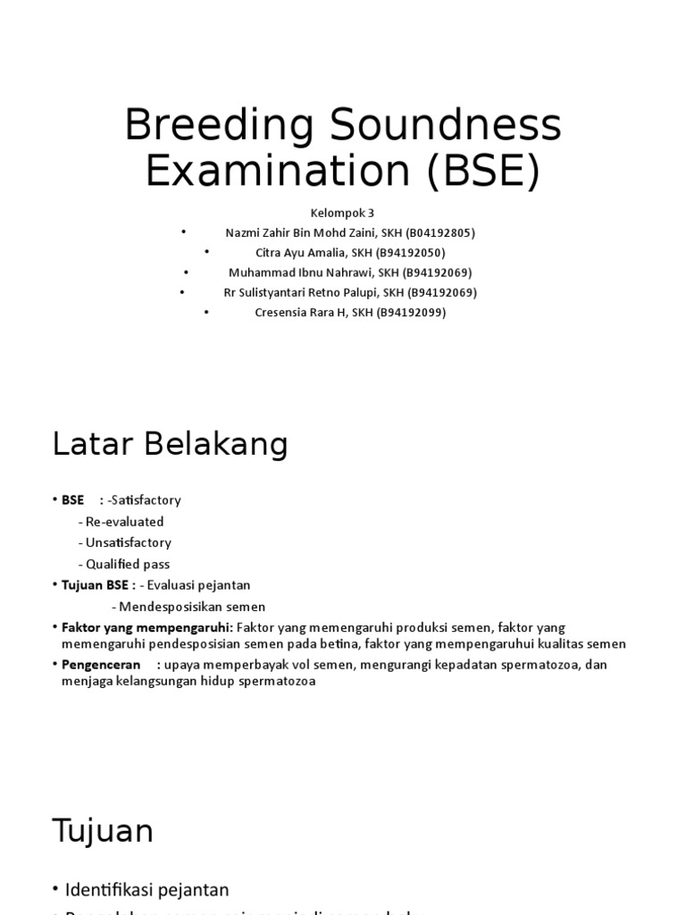 Breeding Soundness Examination (BSE) | PDF