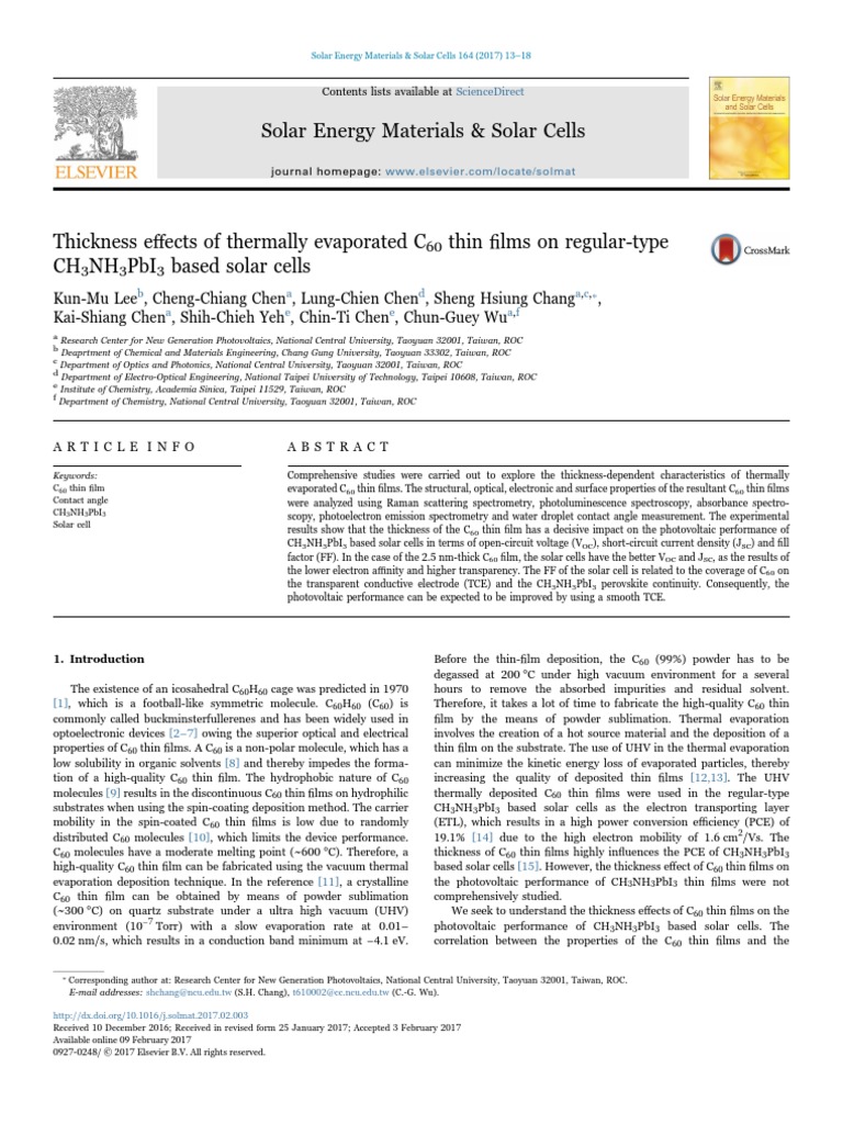 Thickness Effects of Thermally Evaporated C60 Thin Films On Regular ...