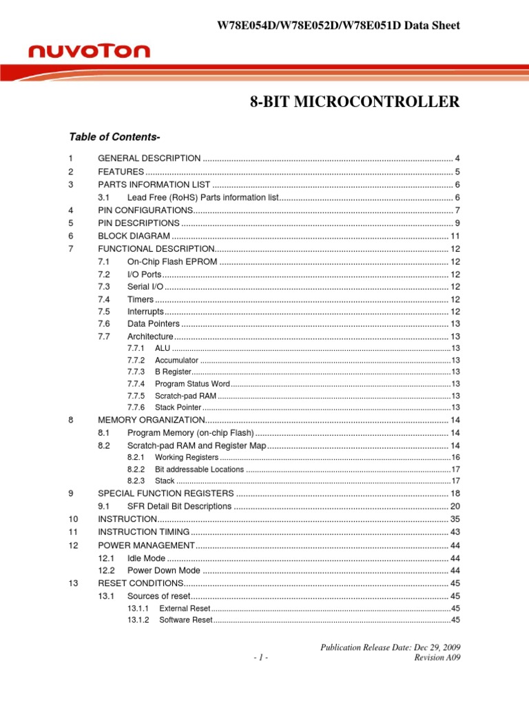 Nuvoton 78e052 PDF | PDF | Microcontroller | Flash Memory