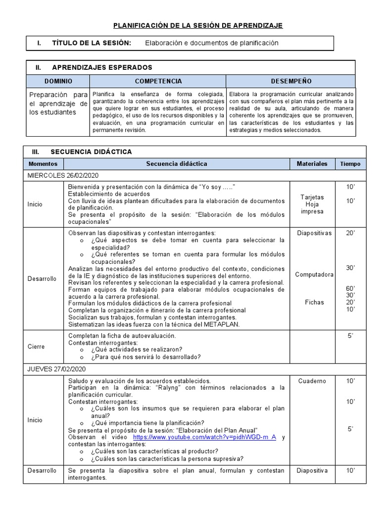 Planificación de La Sesión de Aprendizaje Ept | PDF | Evaluación | Aprendizaje