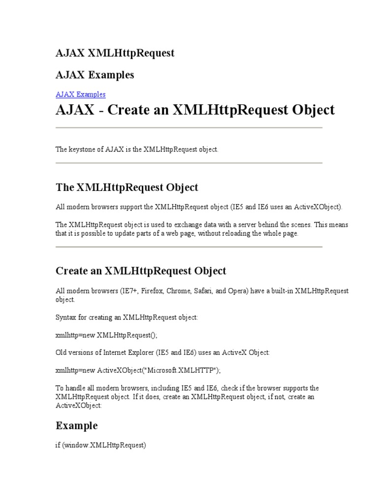 Ajax Xml Request Pdf Ajax Programming Hypertext Transfer Protocol