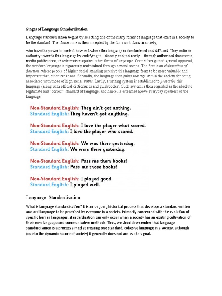 Stages of Language Standardisation | PDF | Language Arts & Discipline