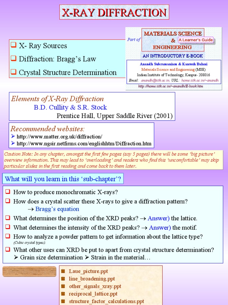 Chapter 3c X Ray Diffraction | PDF | X Ray Crystallography | Diffraction