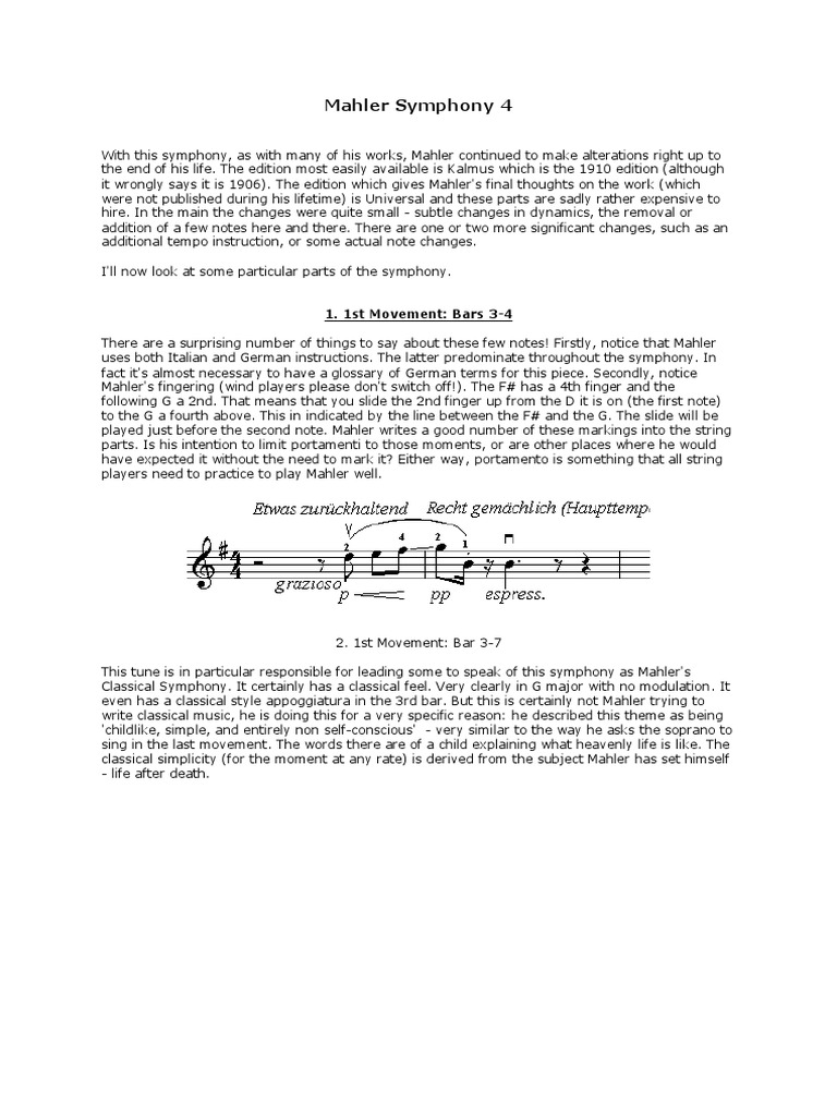 Mahler 4 PDF | PDF | Orchestras | Violin