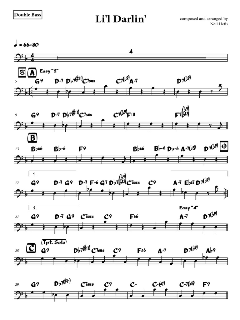 Li'l Darlin' - 16 - Double Bass | PDF | Jazz | African American Music