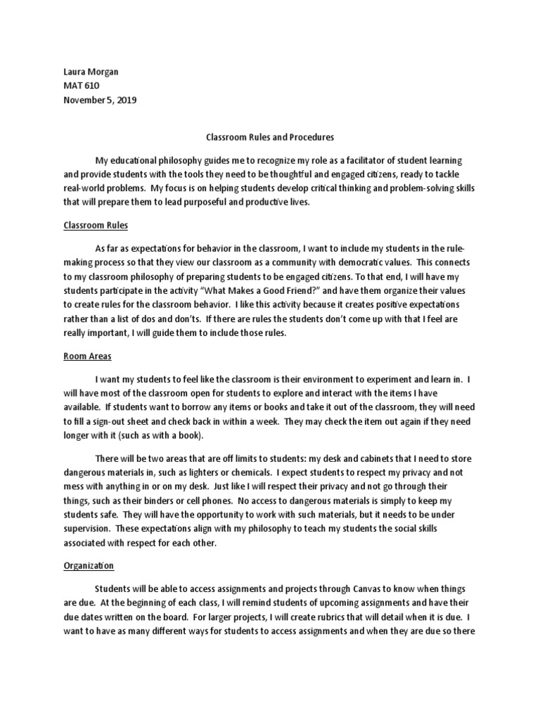 Classroom Rules and Procedures | PDF | Classroom | Teachers