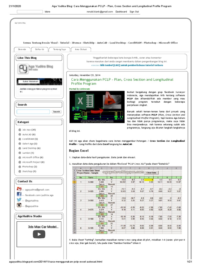 Aga Yuditra Blog - Cara Menggunakan PCLP - Plan, Cross Section and Longitudinal Profile Program ...