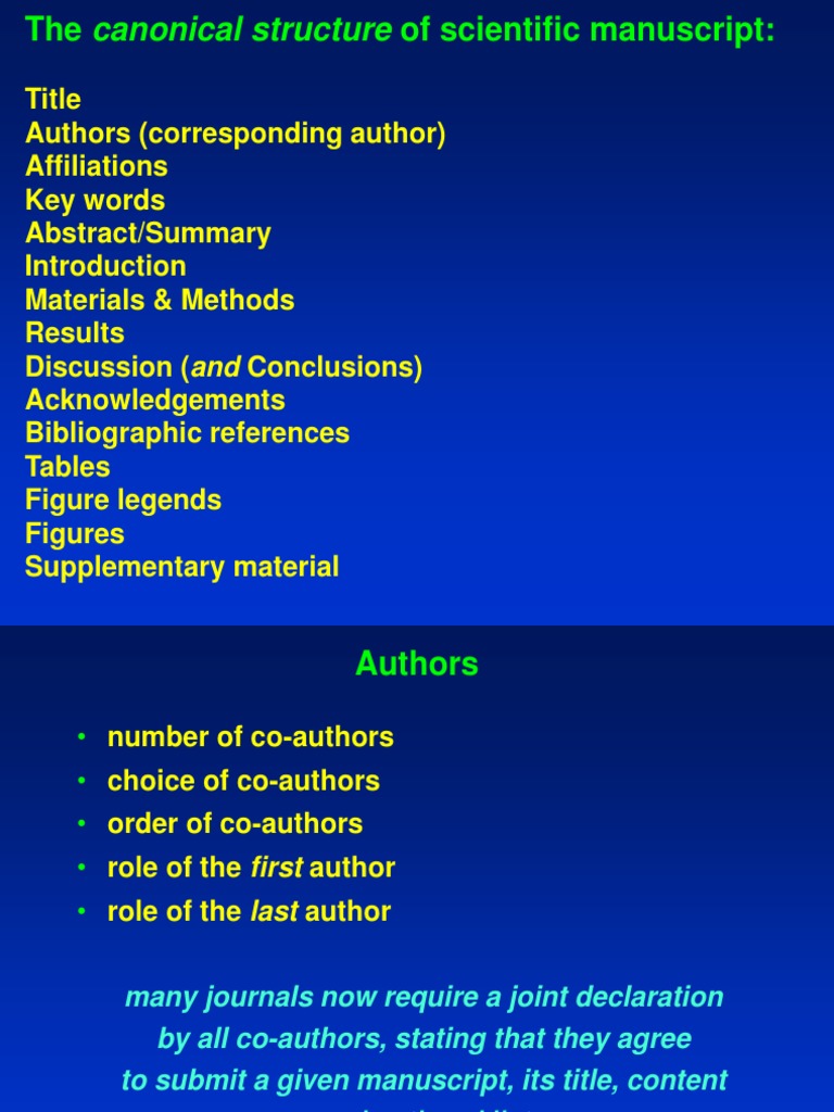 2 The Canonical Structure Of A Scientific Article Pdf Pdf Pie