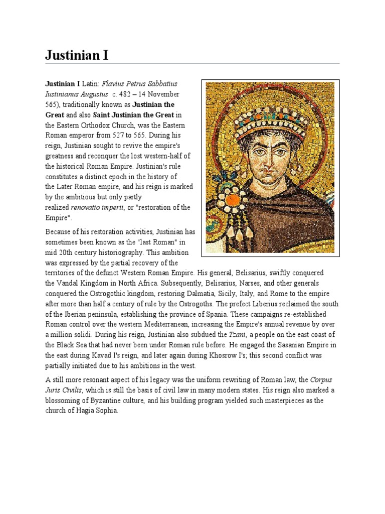 Justinian I: Empire and Legal Reforms | PDF | Justinian I | Byzantine ...