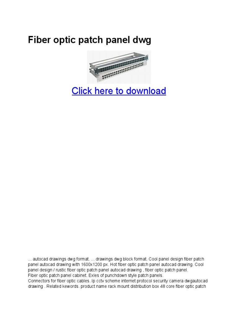 Fiber Optic Patch Panel DWG | PDF | Optical Fiber | Auto Cad