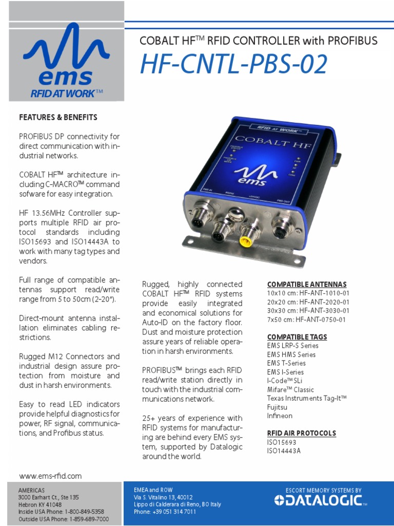 Cobalt HF RFID Controller With Profibus | PDF | Radio Frequency ...