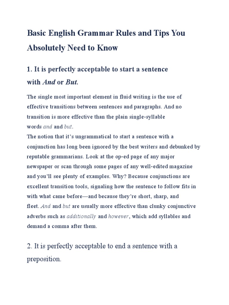 Basic English Grammar Rules and Tips You Absolutely Need To Know | PDF ...
