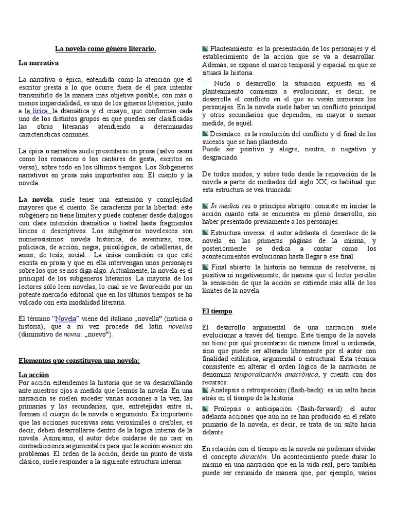 Elementos Clave de la Novela | PDF | Narración | Novelas