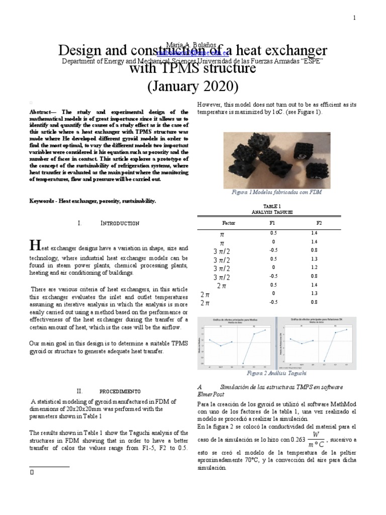 Design and Construction of A Heat Exchanger With TPMS Structure | PDF ...