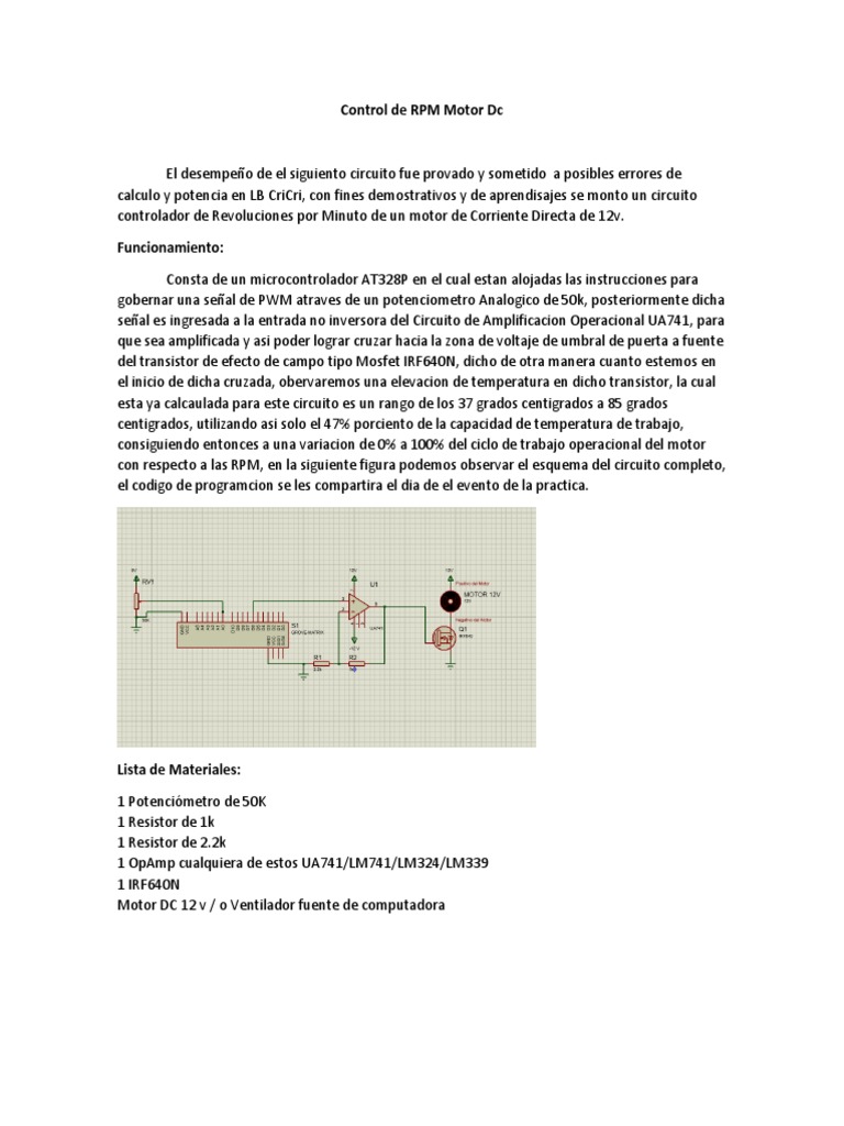 Control de RPM Motor DC | PDF