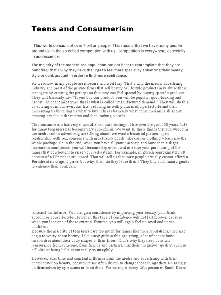 Teens and Consumerism | PDF | Consumerism | Adolescence