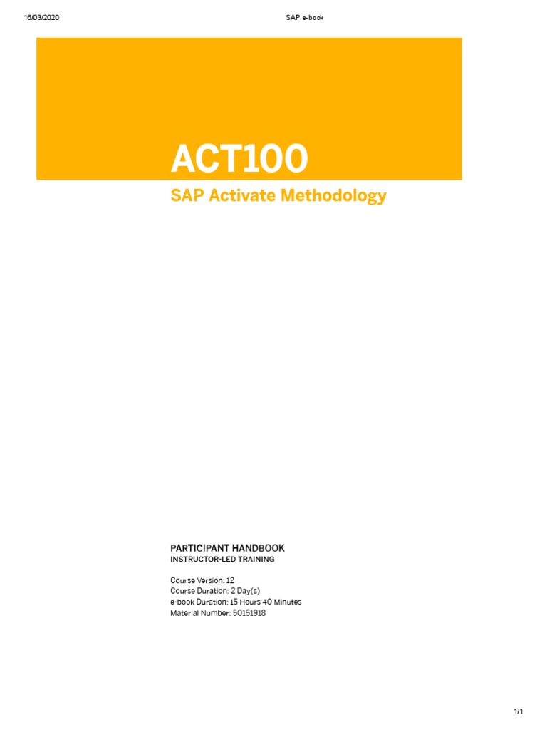 ACT100 SAP Activate Methodology Guide | PDF | Computers