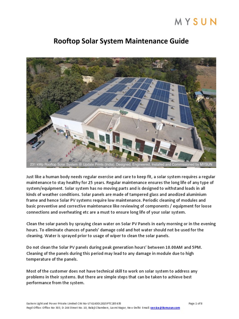 Rooftop Solar System Maintenance Guide | PDF | Solar Panel | Power Inverter